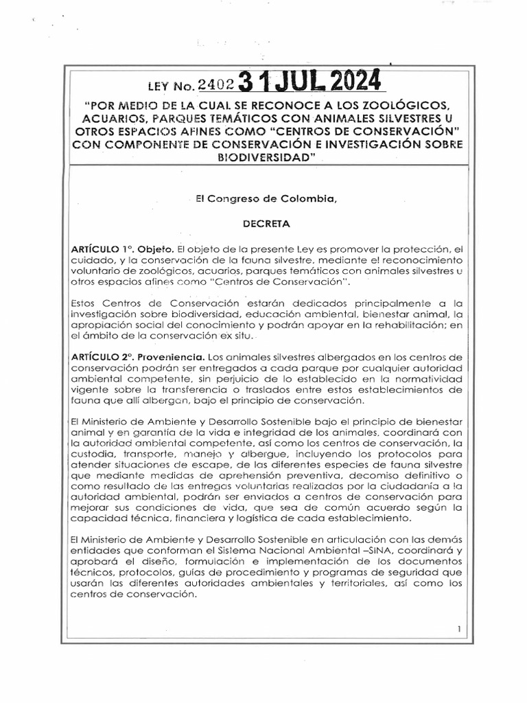 Ley 2402 de 2024 | PDF