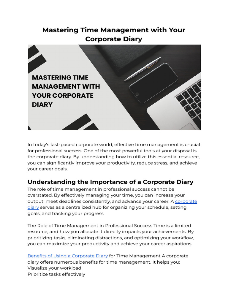 Mastering Time Management With Your Corporate Diary | PDF | Time ...