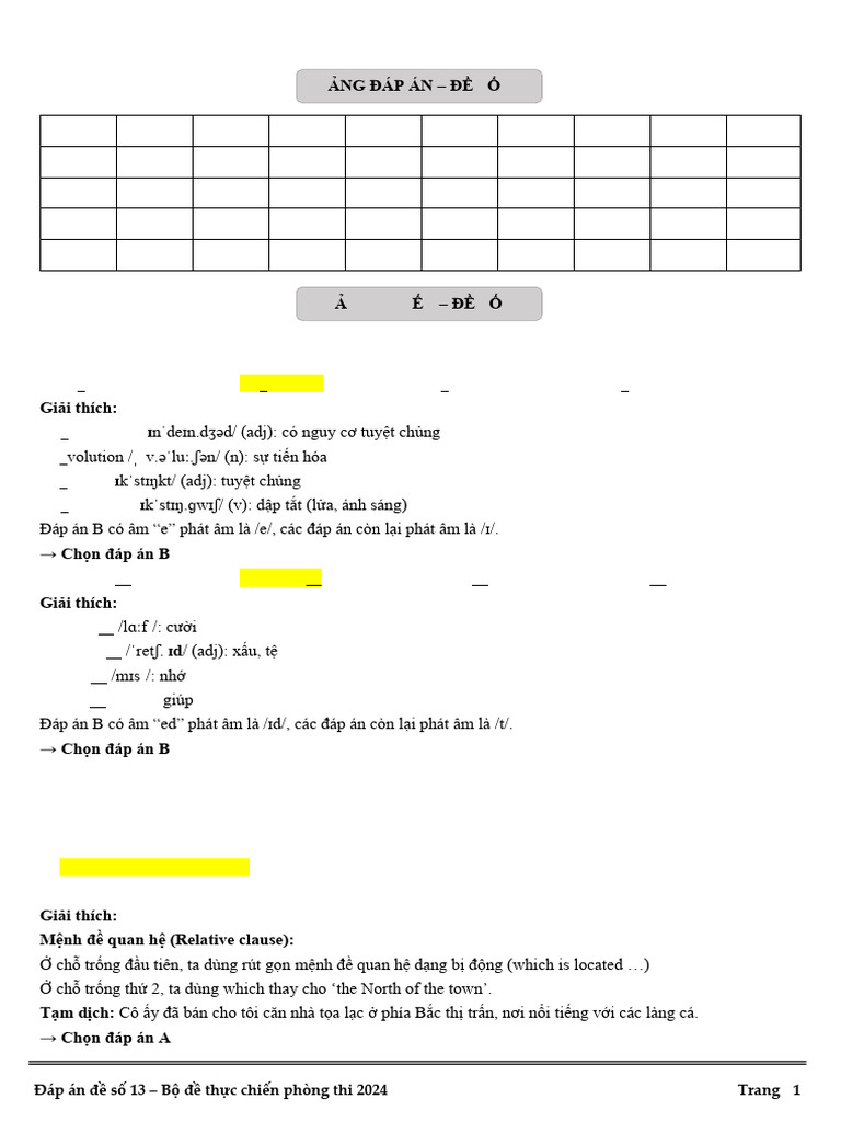 HDG de So 13 Mon Tieng Anh | PDF