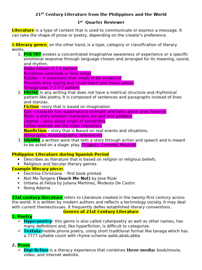 Reviewer Q1 21ST Century Literature | PDF