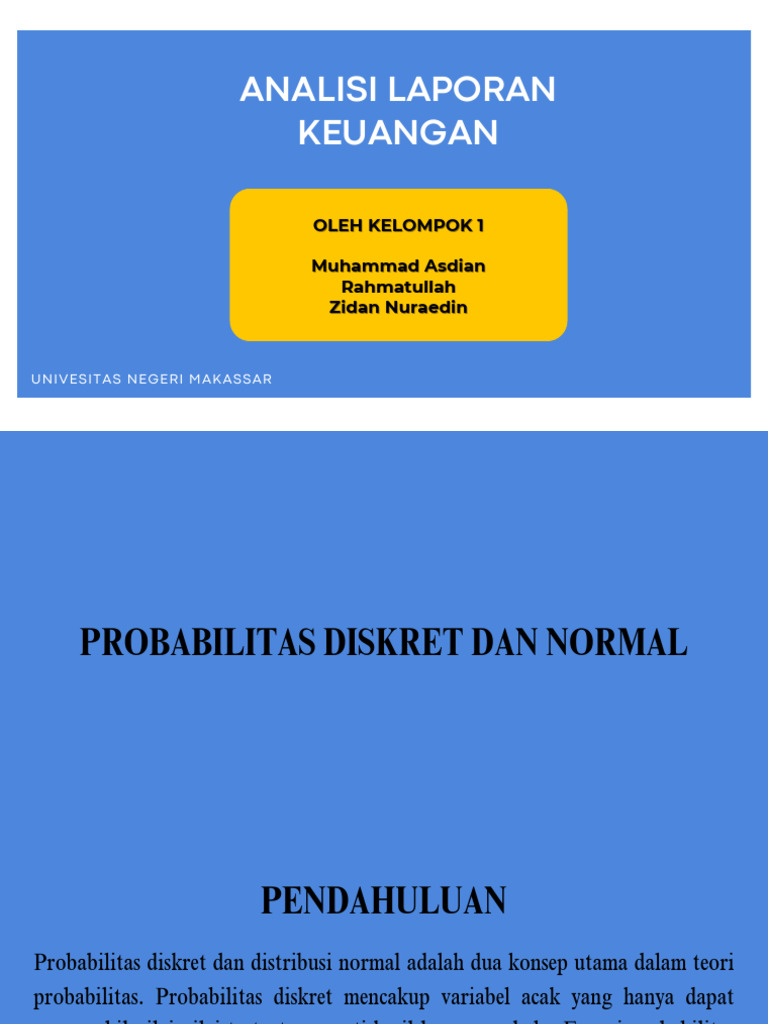 KLP 1 Probabilitas Diskret Dan Normal | PDF KLP 1 Probabilitas Diskret Dan Normal | PDF