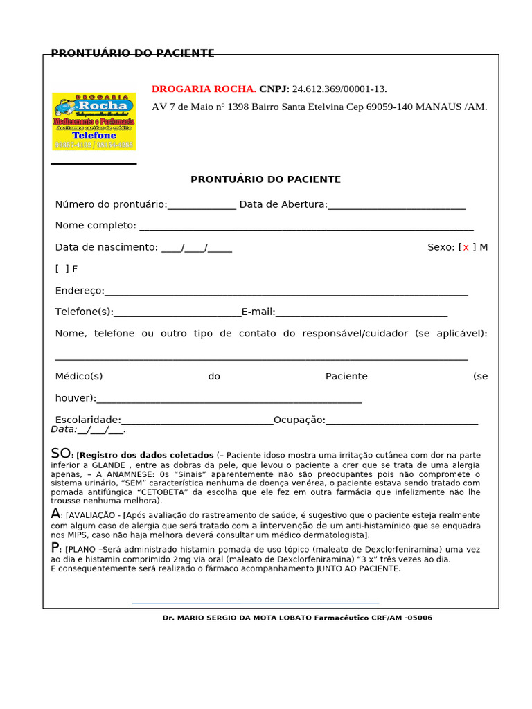 1 - Modelo - Prontuário Do Paciente | PDF