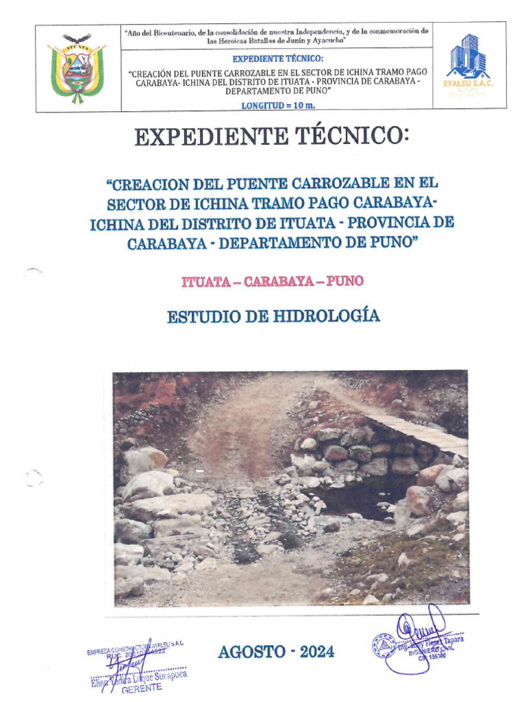 Estudio Hidrologico - Ituata - Estacion Upina (Puente) | PDF