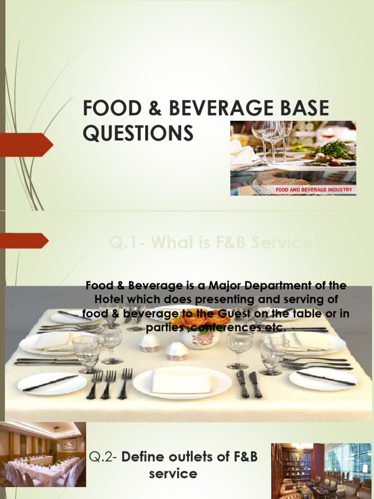 F&B Base Questions | PDF