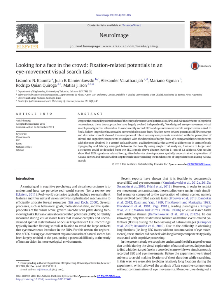 Looking for a face in the crowd Fixation-related potentials in aneye-movement visual search task ...