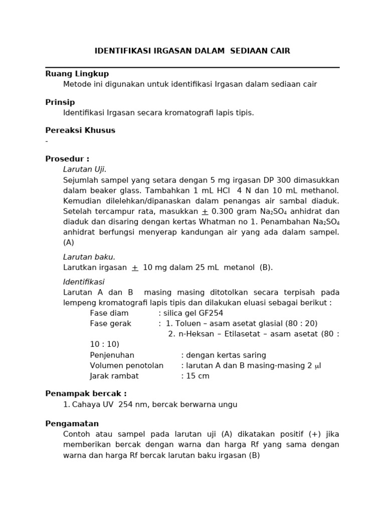 Identifikasi Irgasan | PDF