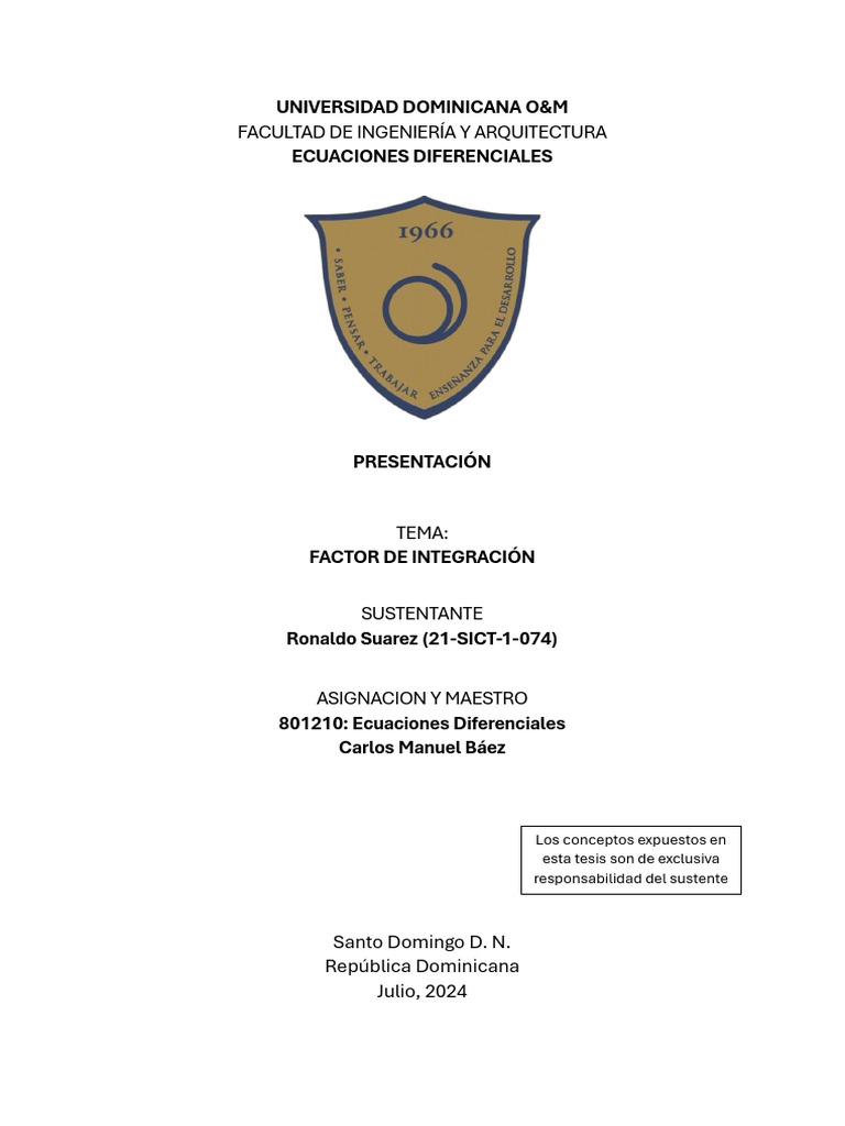 T2 Factor de Integración | PDF | Ecuaciones | Ecuaciones diferenciales