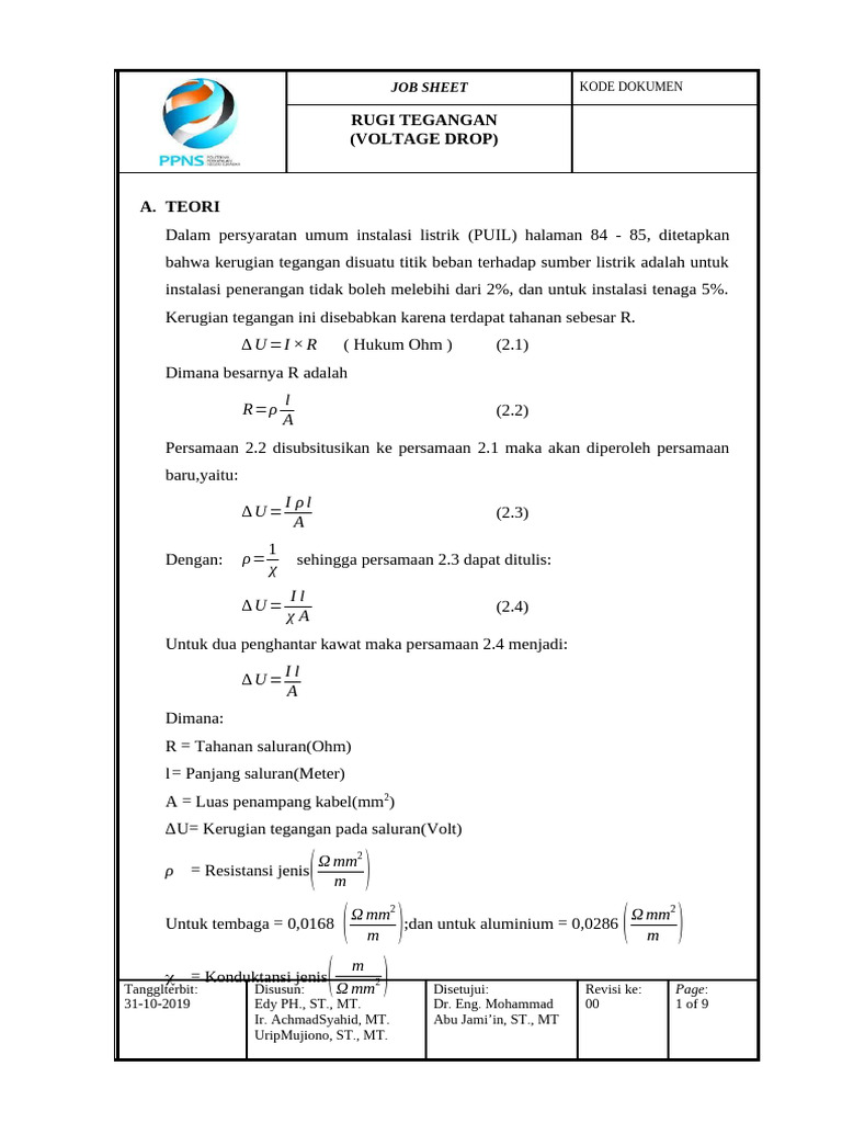 Modul 2 Rugi Tegangan (Voltage Drop) | PDF
