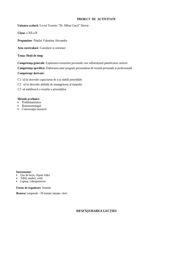 Proiect XIIB | PDF