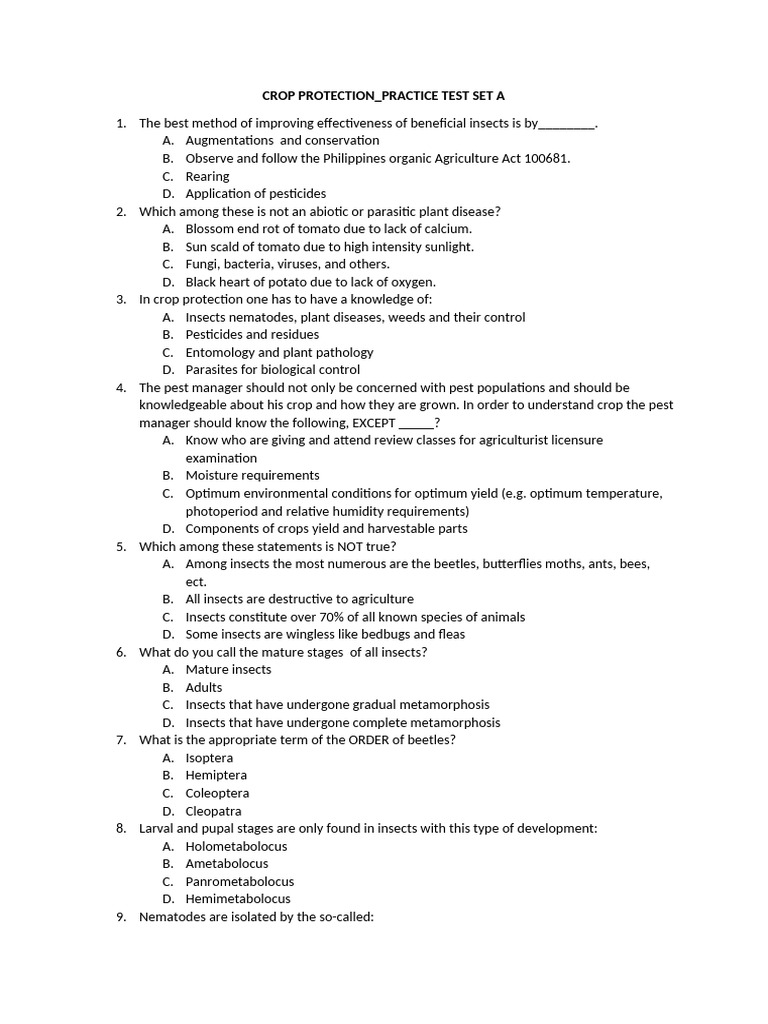 Crop-Protection_Practice-Test-A | PDF