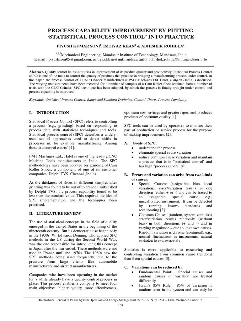 Process Capability Improvement by Puttin | PDF | Business Process ...