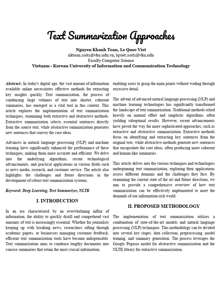 Text Summarization Approaches | PDF