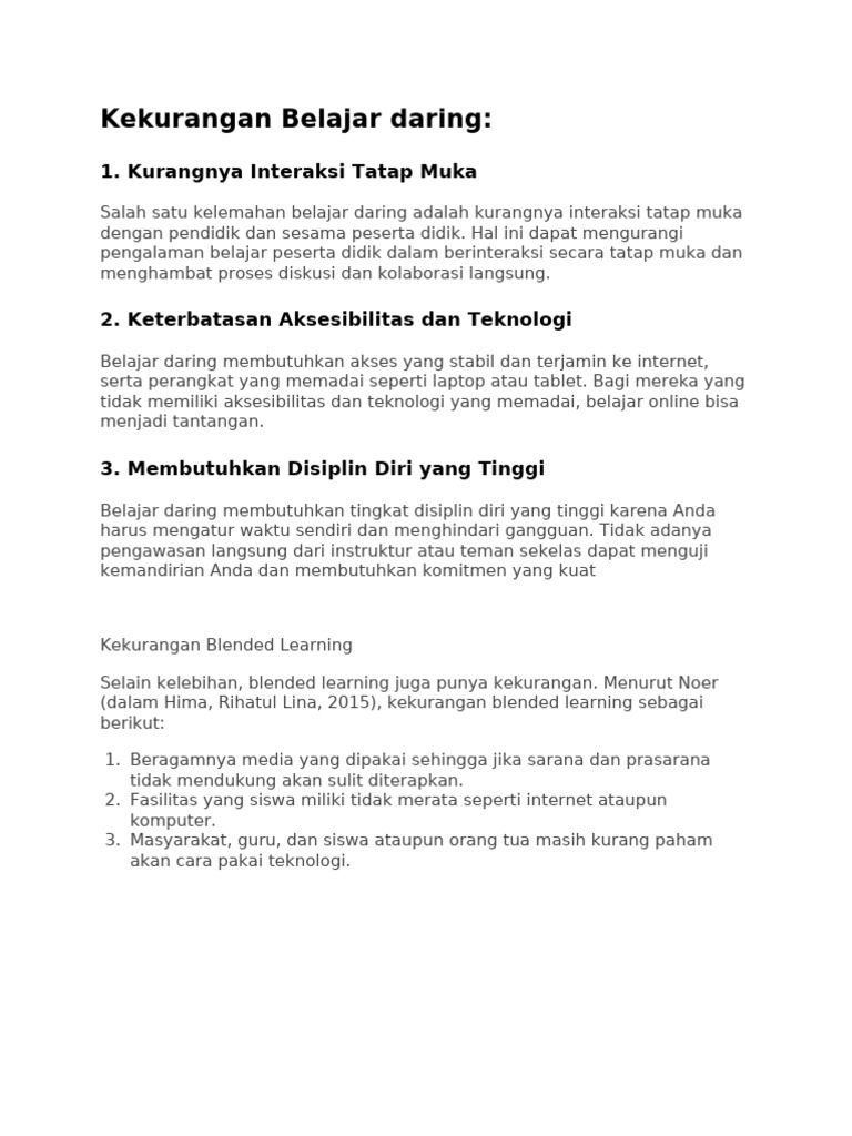 Kelebihan Dan Kekurangan Belajar Daring Dan Bauran | PDF