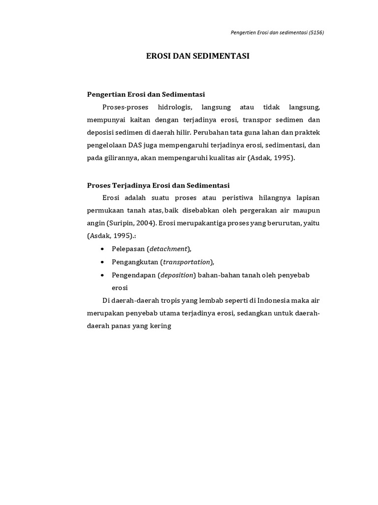 Pengertian Erosi Dan Sedimentasi | PDF