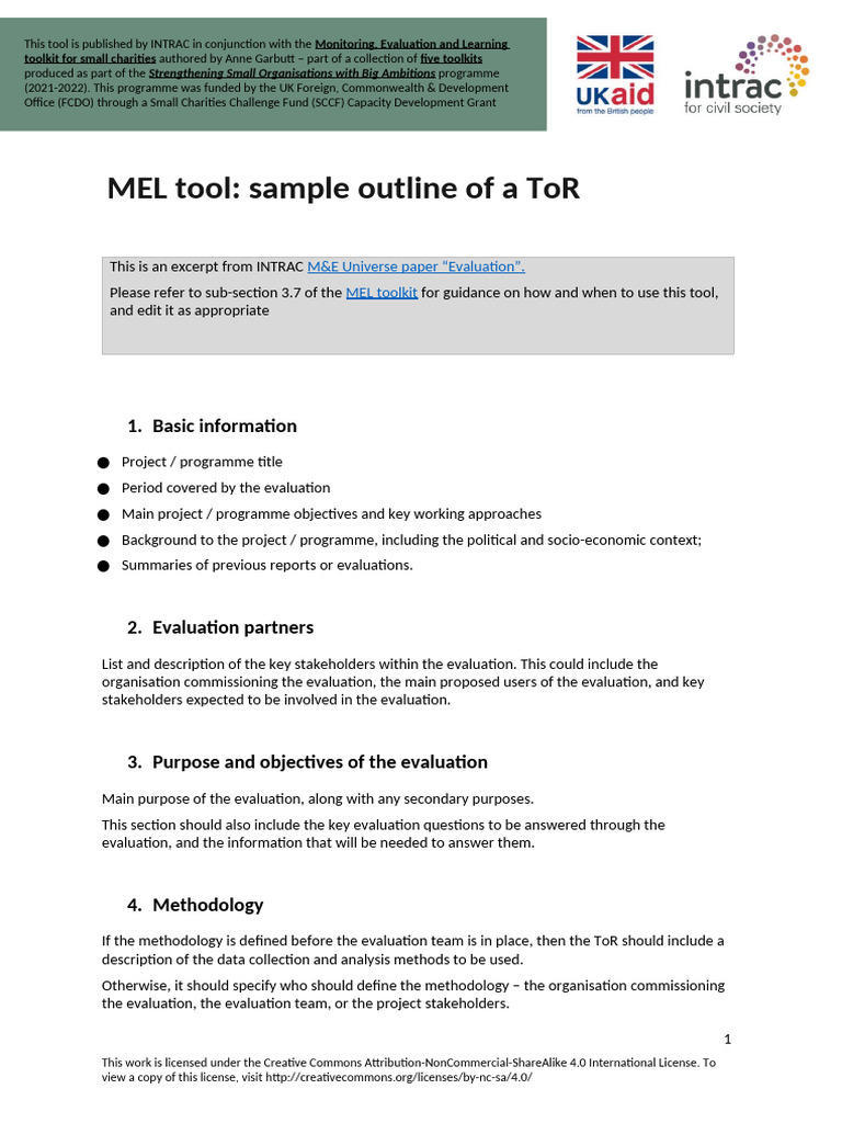 MEL Tool Evaluation TORs | PDF