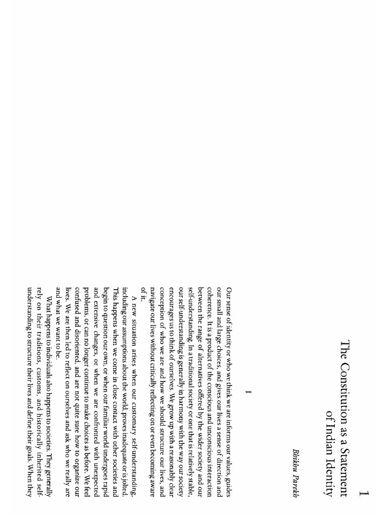 Bhikhu Parekh - The Constitution As A Statement of Indian Identity | PDF