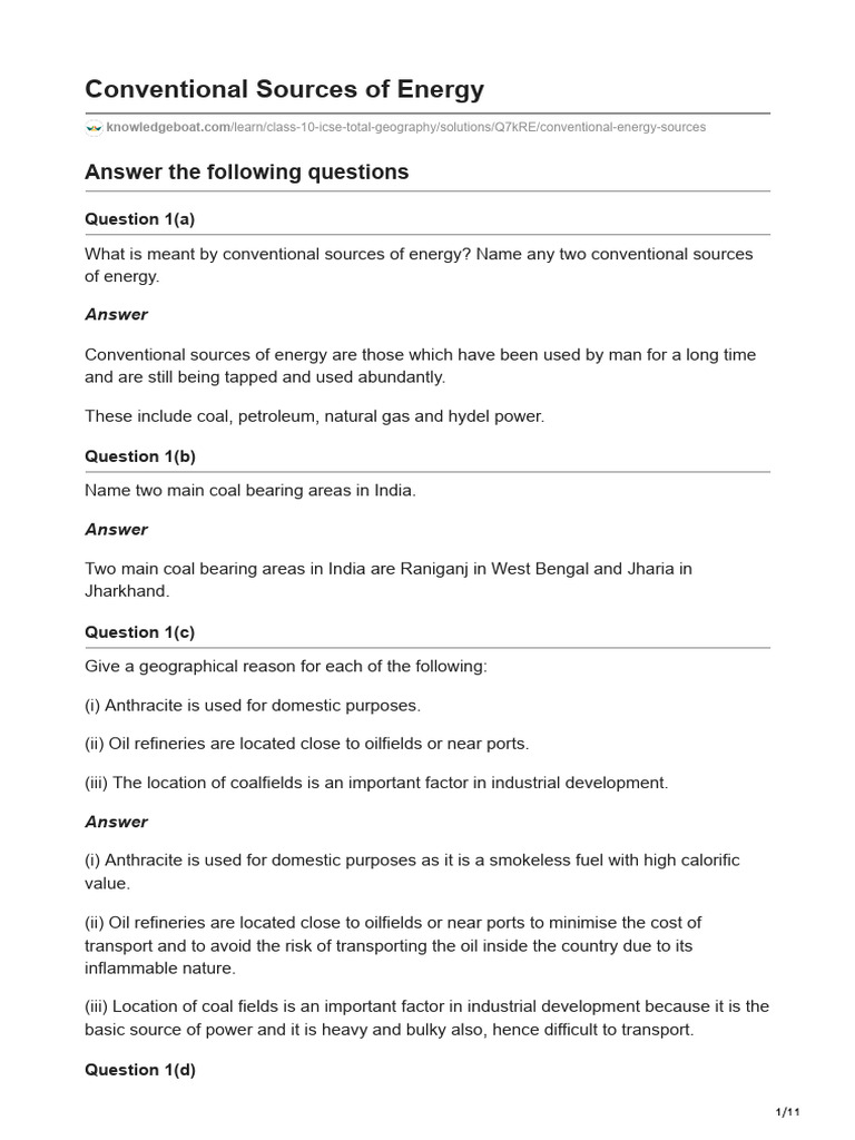 Knowledgeboat.com-Conventional Sources of Energy | PDF