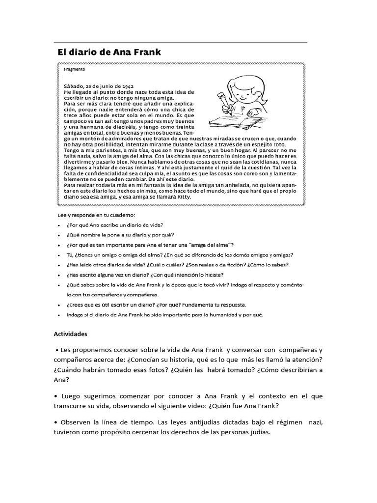 Actividades Ana Frank - EEMPA | PDF