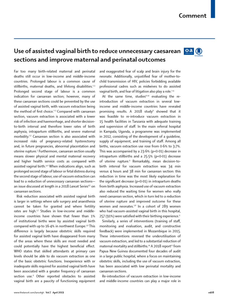 Use of Assisted Vaginal Birth to Reduce Unnecessar | PDF