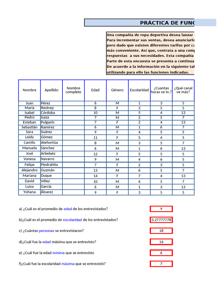 Ejercicio Practico 5-Fórmulas, Funciones y Validaciones | PDF