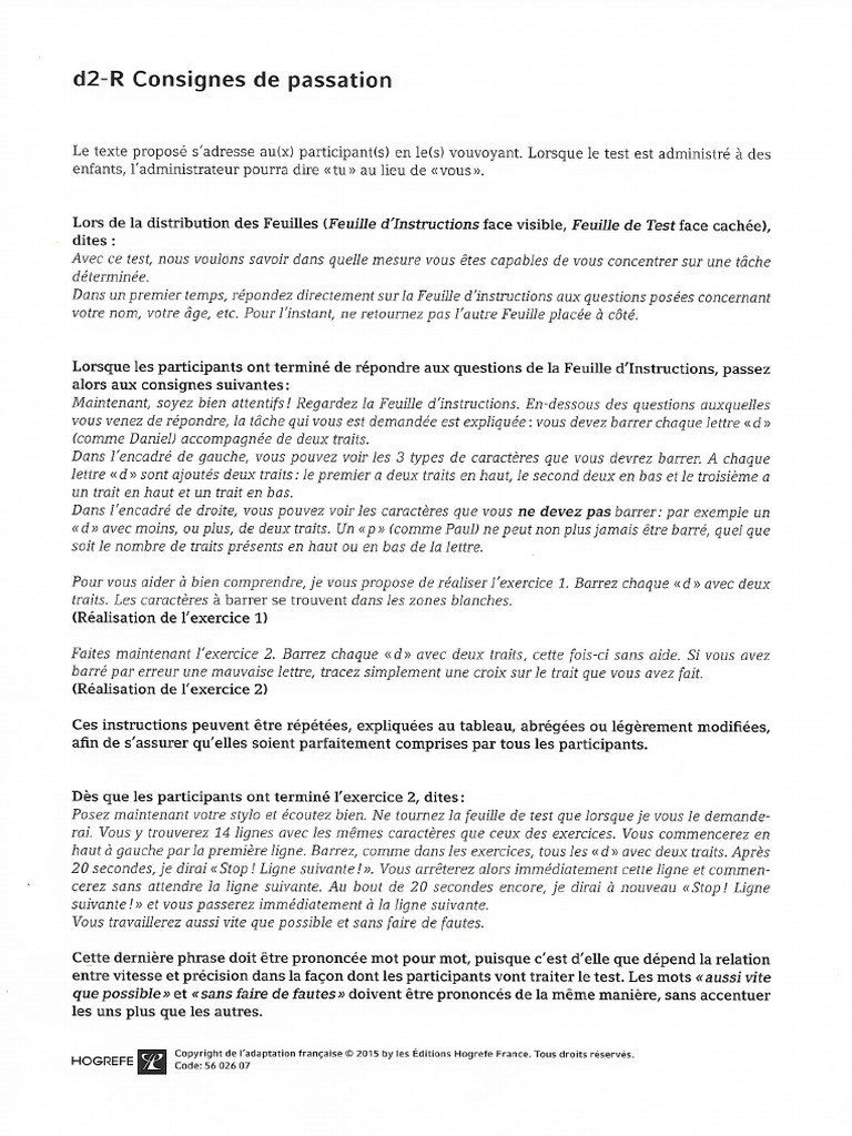 D2 R Consignes | PDF