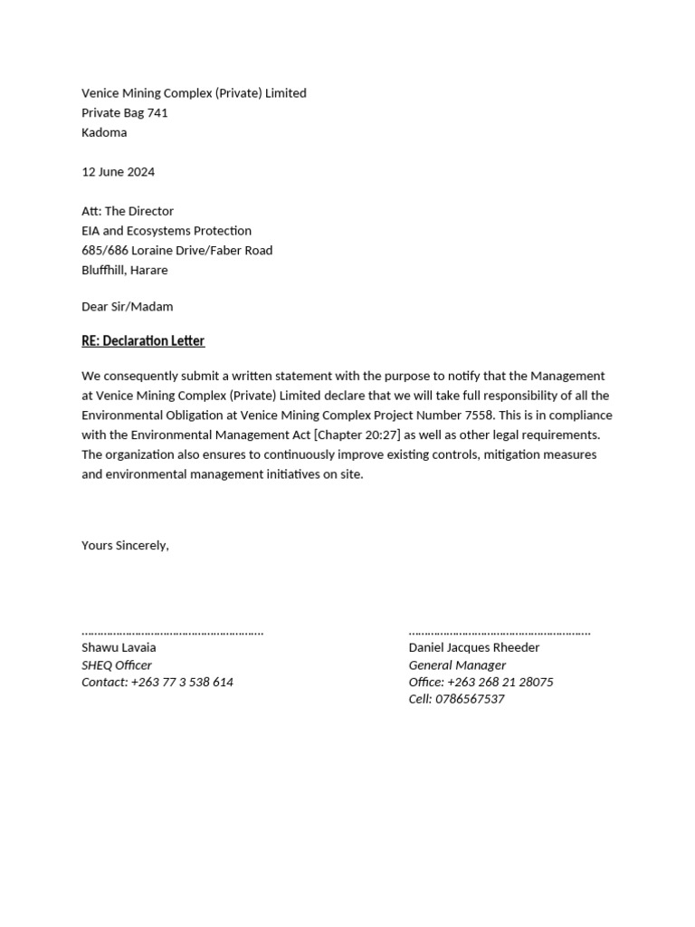 Declaration Letter | PDF