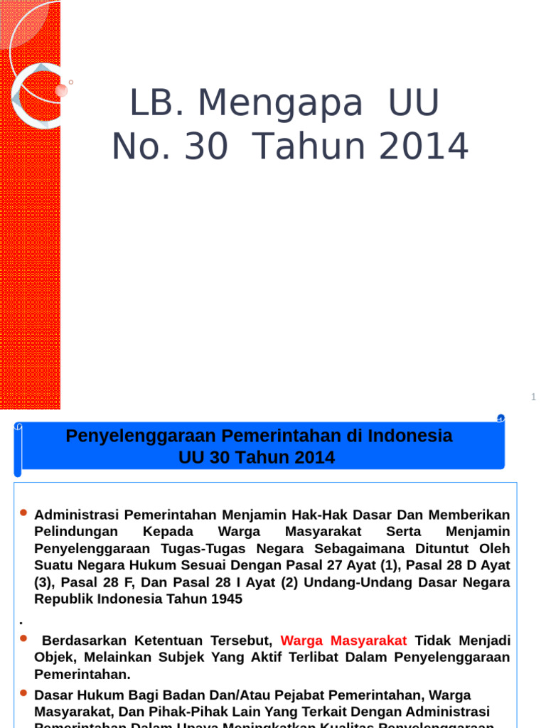 Latar Belakang Terbiit UU 30 TH 14 | PDF