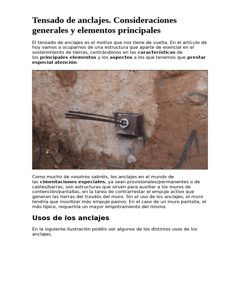 Tensado de Anclajes | PDF | Fuerza | Ciencia y matemáticas
