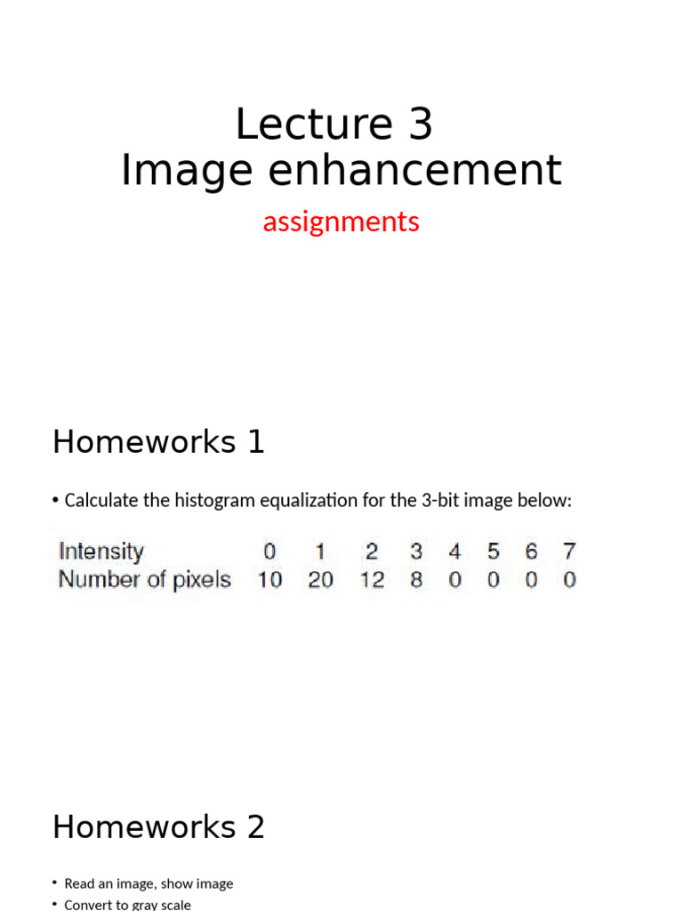 Lecture 3-Histogram Equalization - Assignment | PDF