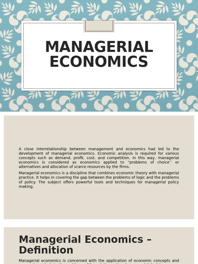 Managerial Economics 1 | PDF