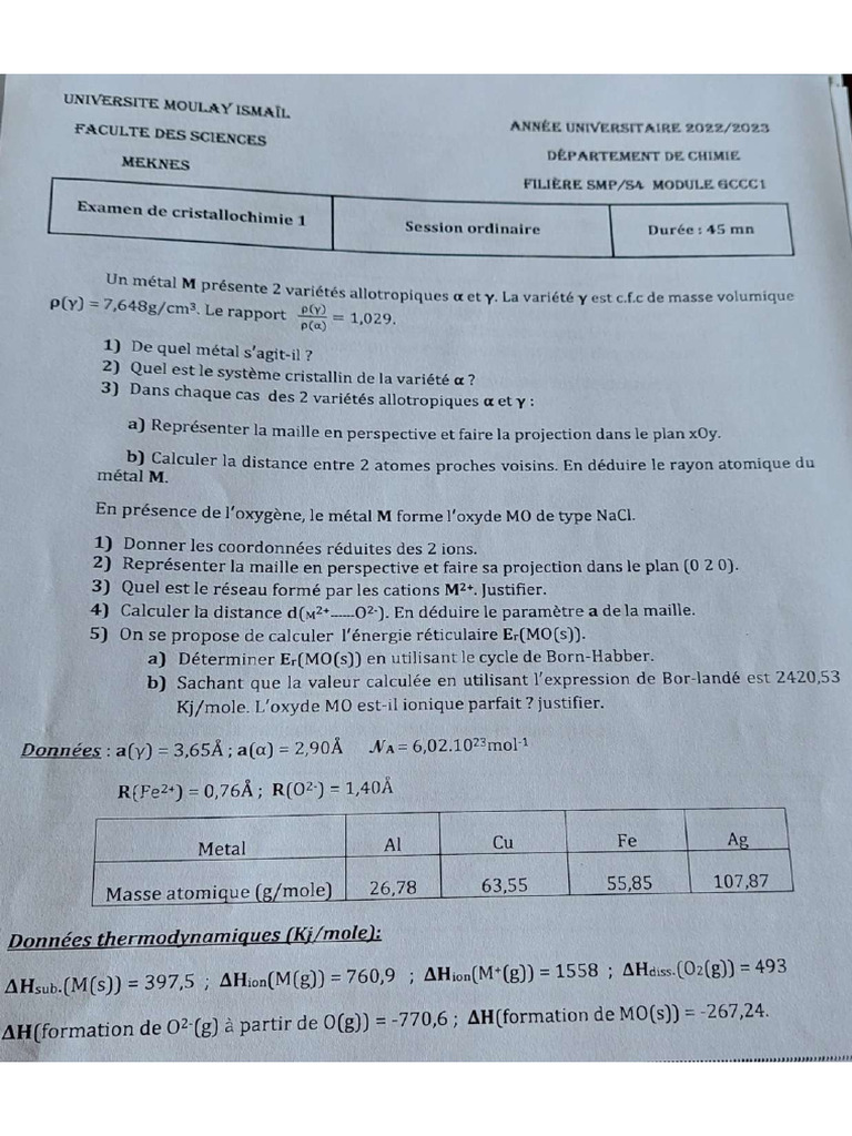 Exam Ord & Corr SMP4-2022-2023 | PDF