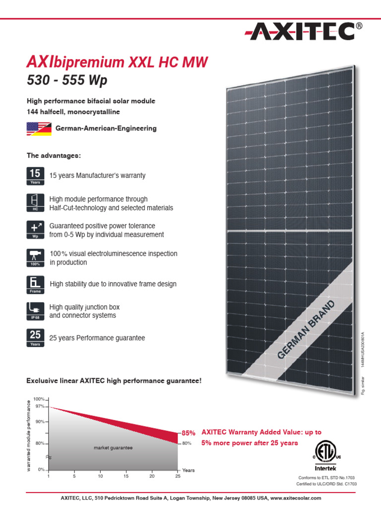 Axitec AC-550MBT 144V DataSheet | PDF