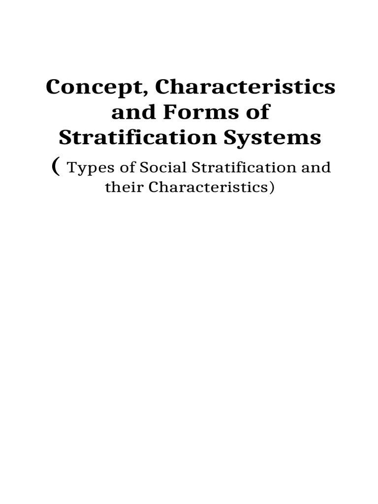 Topic 5. Concept, Characteristic and Forms of Stratification System ...