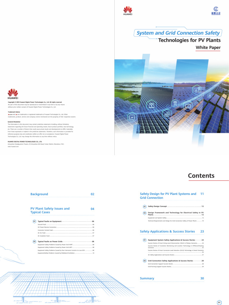 System and Grid Connection Safety Technologies For PV Plants White ...