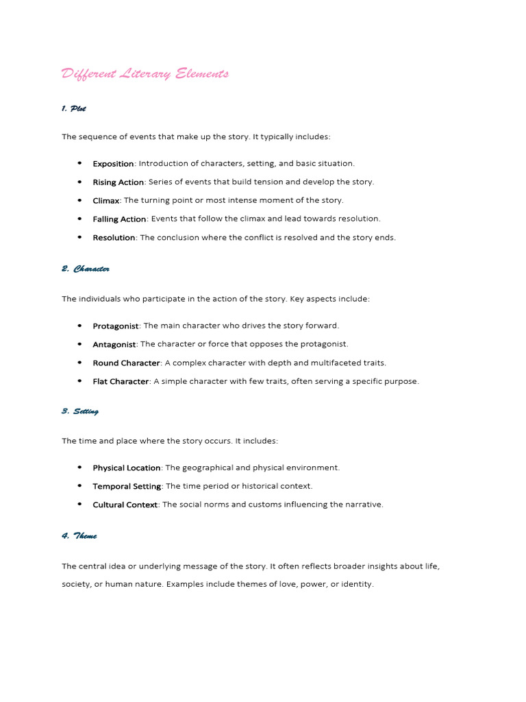 Different Literary Elements | PDF