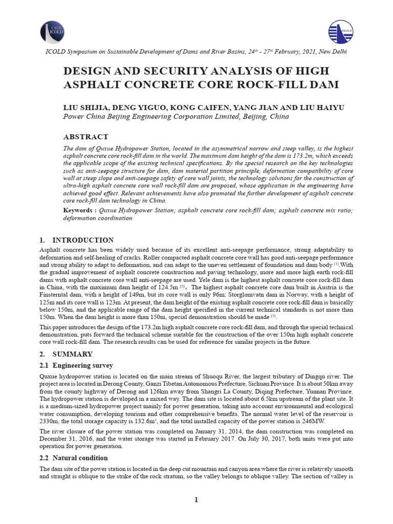 Analysis Asphalt Core + Rockfill DAm | PDF