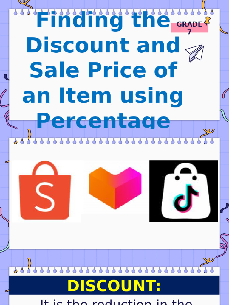 Finding The Discount and Sale Price of An Item Using Percentage | PDF