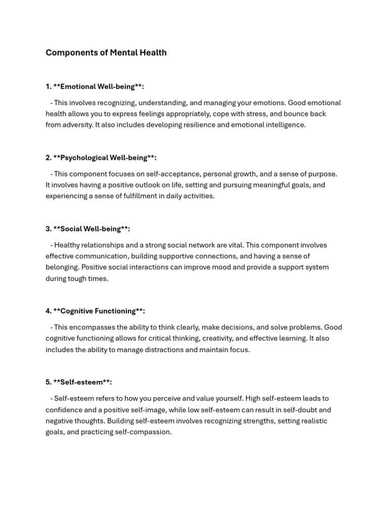 Components of Mental Health | PDF