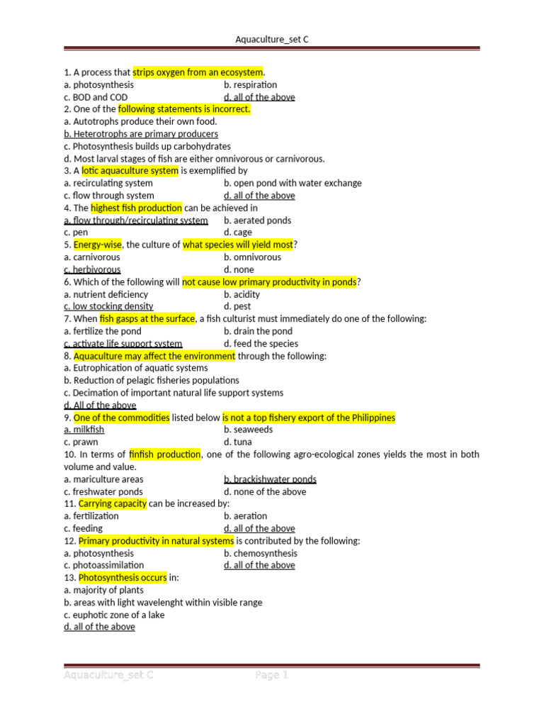 Aquaculture Set-C | PDF