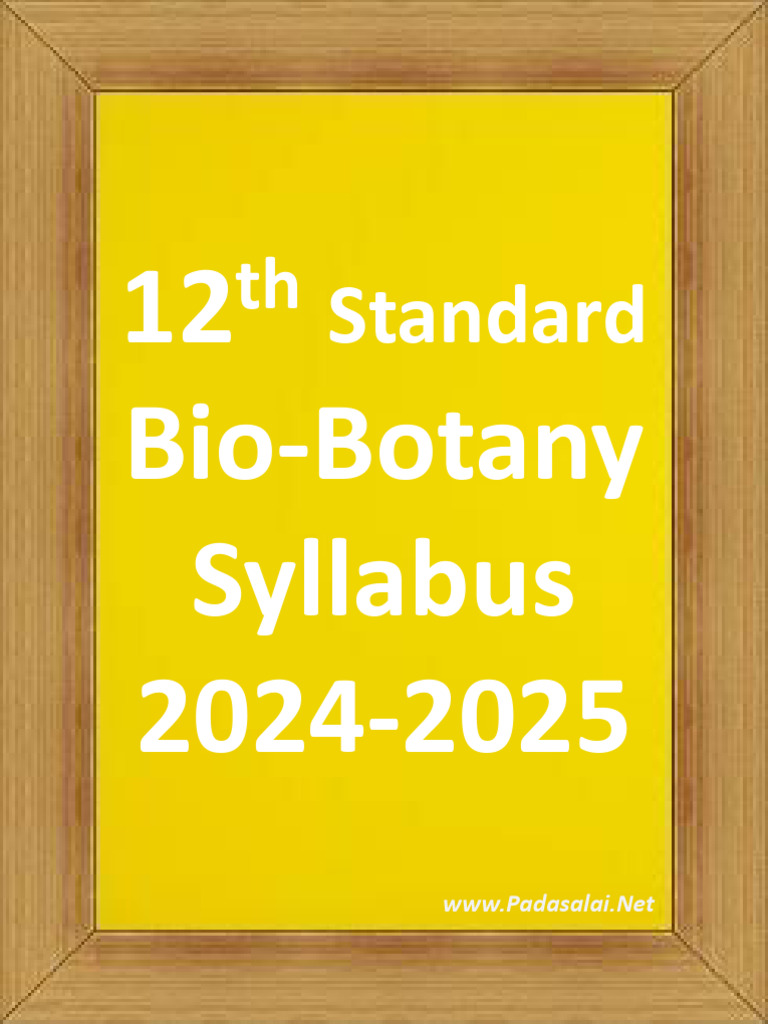 12th Standard Bio Botany Syllabus 2024 2025 English Medium PDF Download ...
