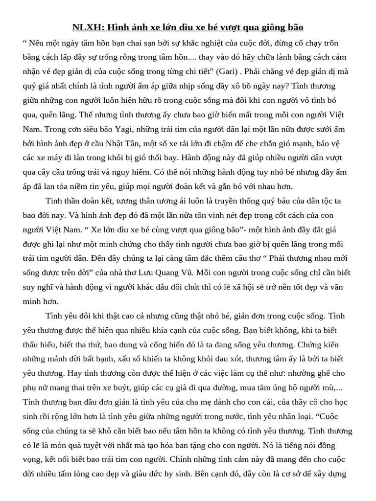 NLXH. Hình NH Xe L N Dìu Xe Bé Vư T Qua Giông Bão | PDF