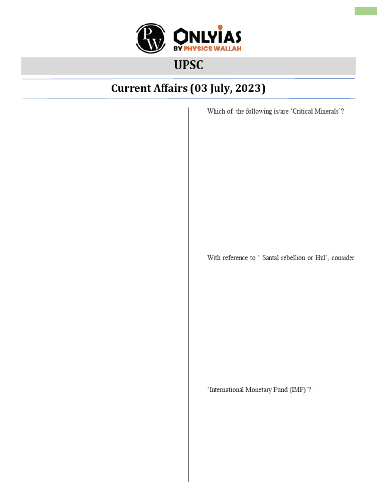 Current Affairs (3rd July) - DPP | PDF