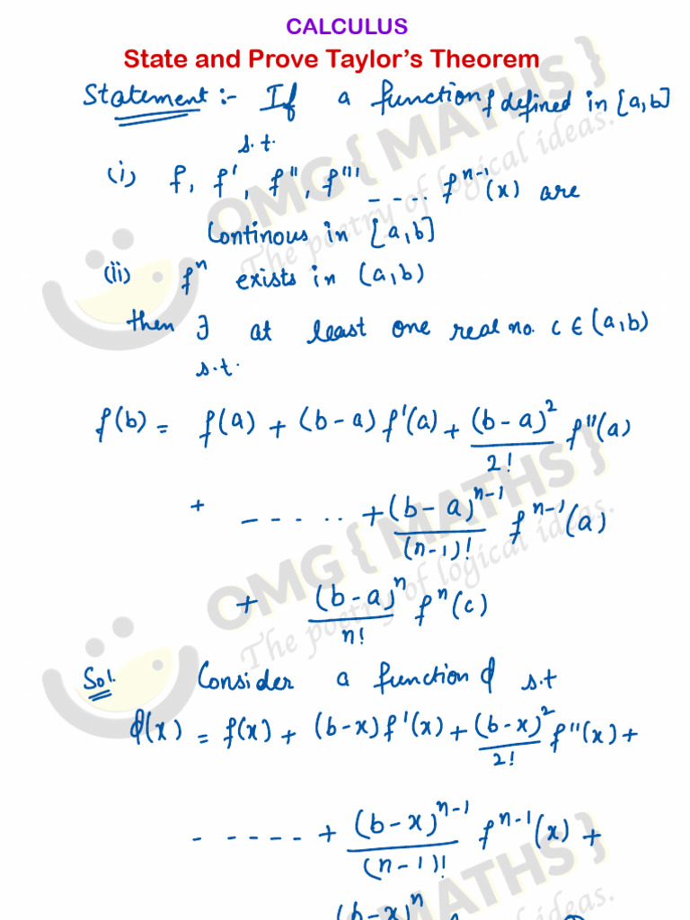 Taylors Theorem Proof | PDF