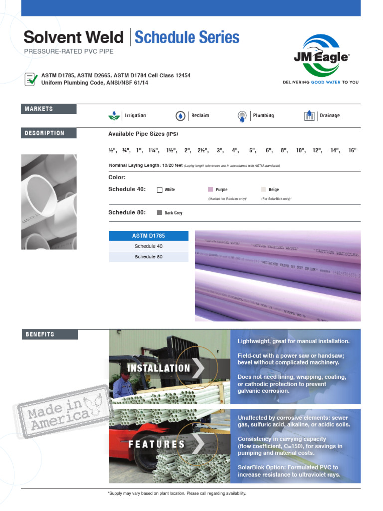 JM Eagle SolventWeld ScheduleSeries Onesheet Rev12 | PDF