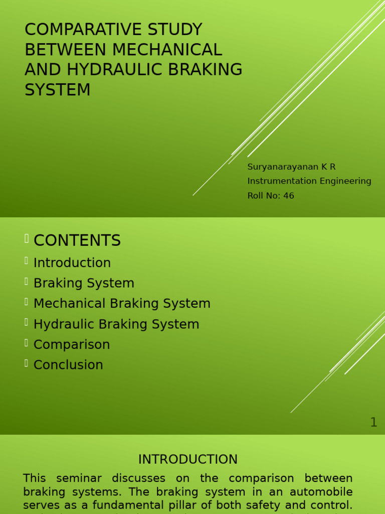 Comparative Study Between Mechanical and Hydraulic Braking | PDF | Brake | Home & Garden