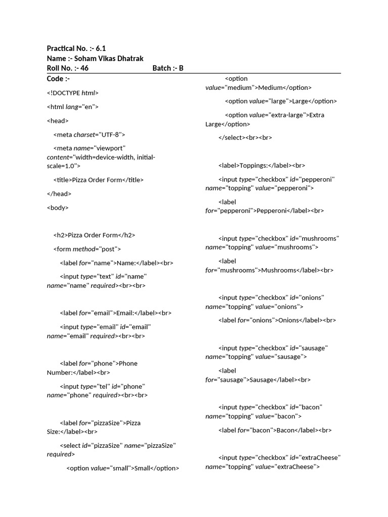 (Soham) Practical No6.1 | PDF
