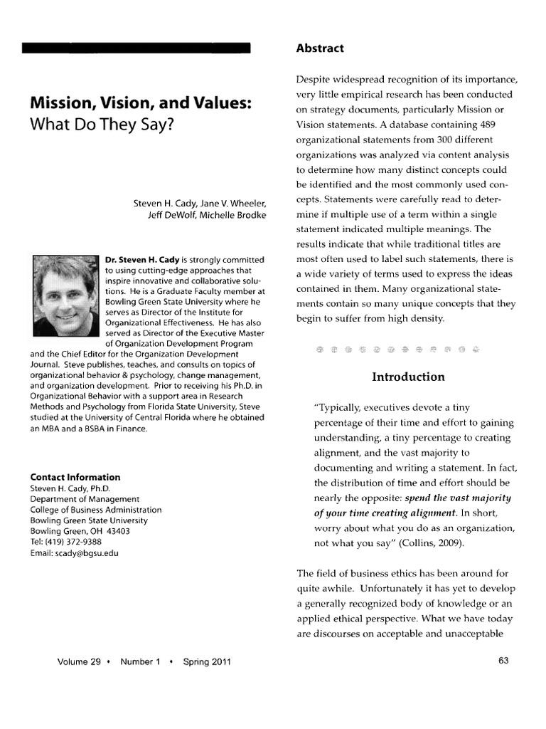 Mission & Vision Statement | PDF