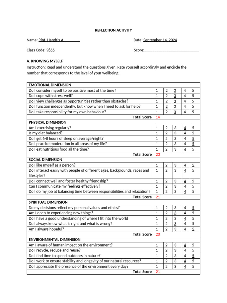 Rint Handrix Reflection Activity - Asynchronous | PDF