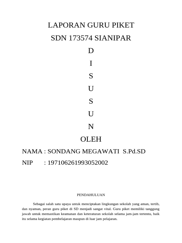 LAPORAN GURU PIKET IBU SIL | PDF