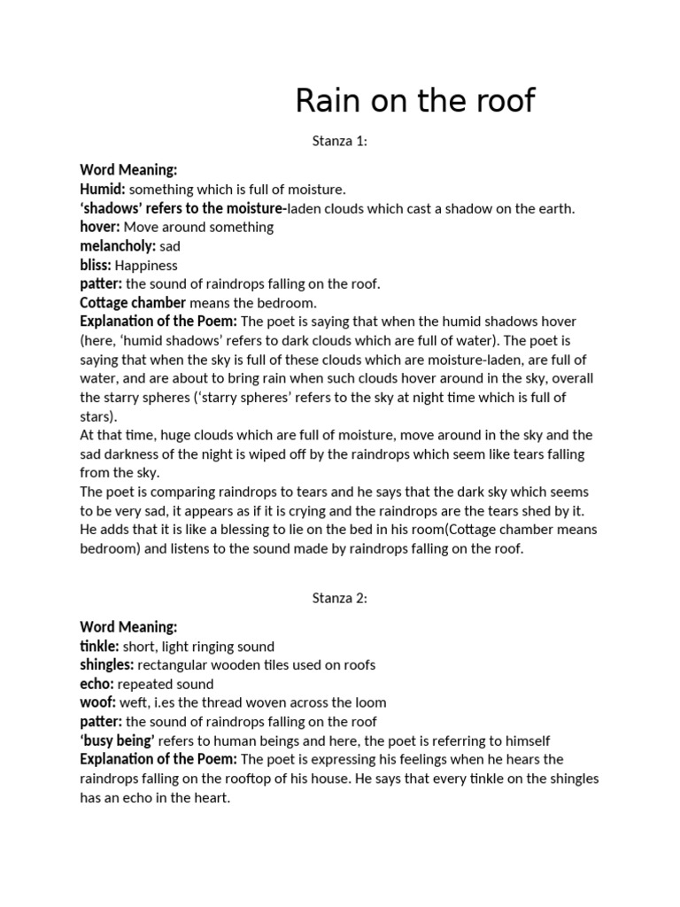 Rain On The Roof | PDF